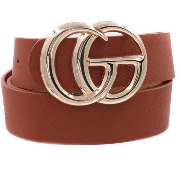 Accessories | Nwt Double Metal Ring Faux Leather Buckle Belt In Brown ...
